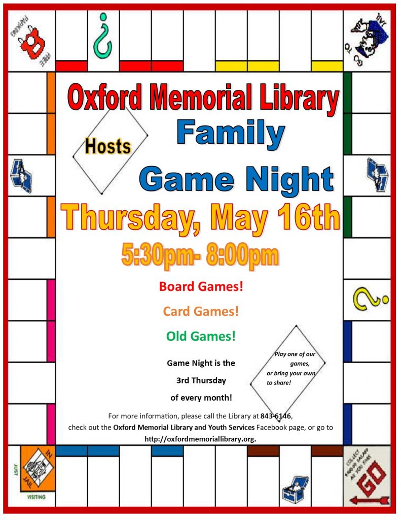 Family Game Night – Oxford Memorial Library