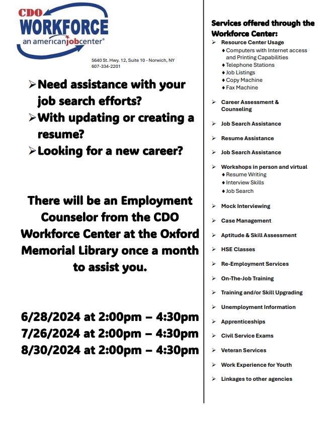 CDO Workforce at the Library – Oxford Memorial Library