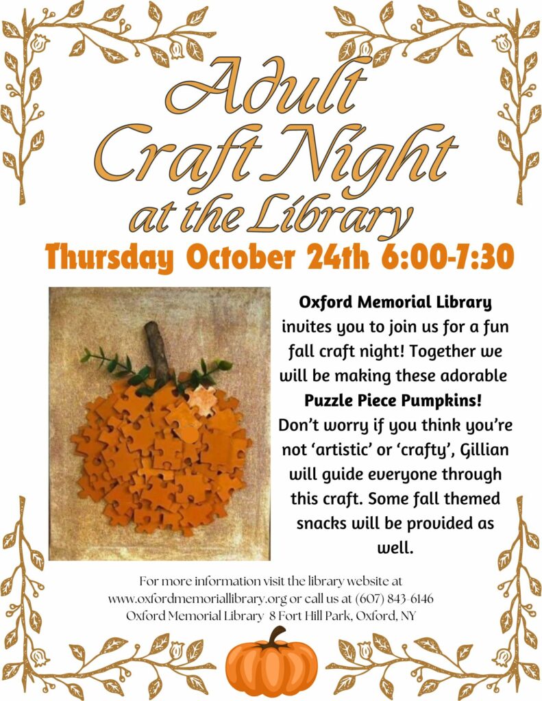 Adult Craft Night – Oxford Memorial Library